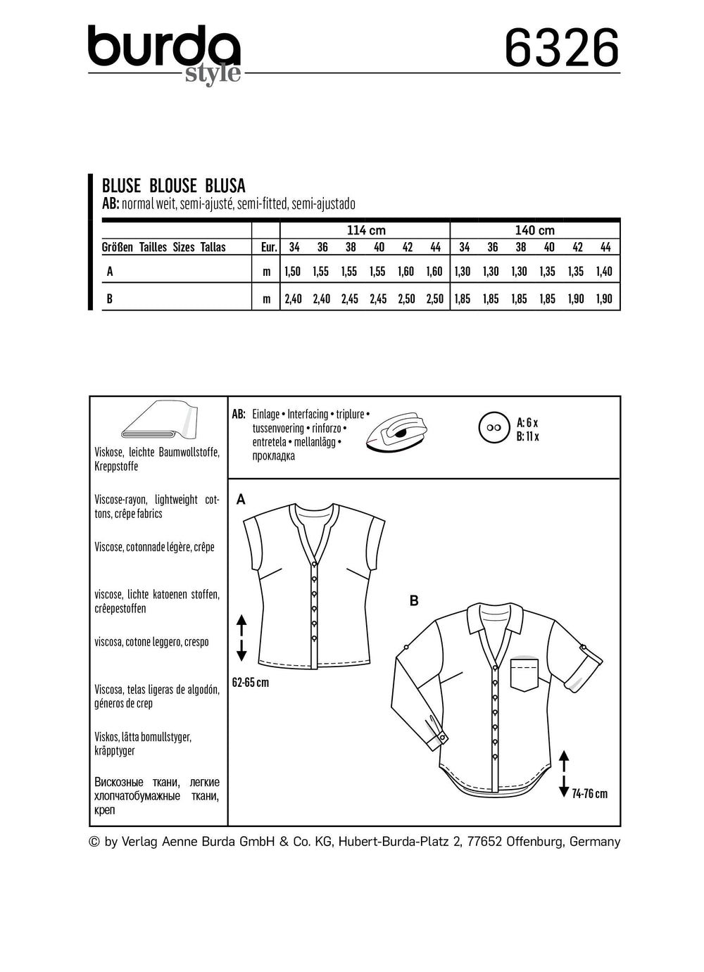 Burda Shirts 6326 – The Fold Line