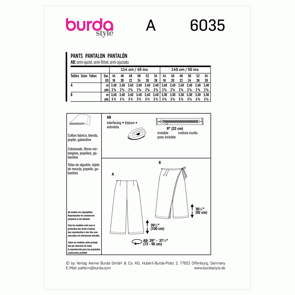 Burda Trousers 6035 – The Fold Line