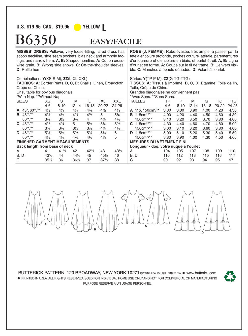 Butterick Dress B6350 – The Fold Line