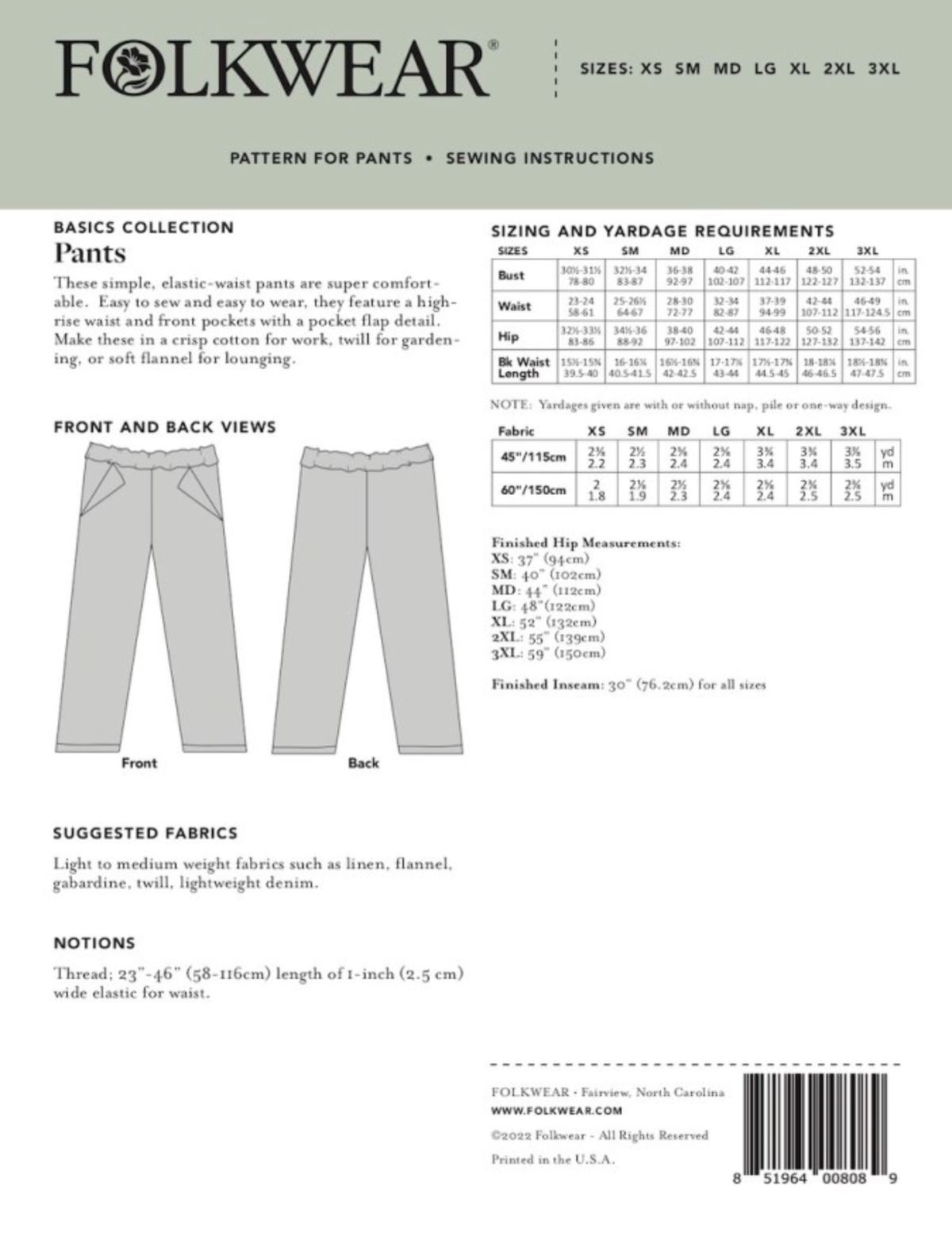 Folkwear Basics Pants – The Fold Line