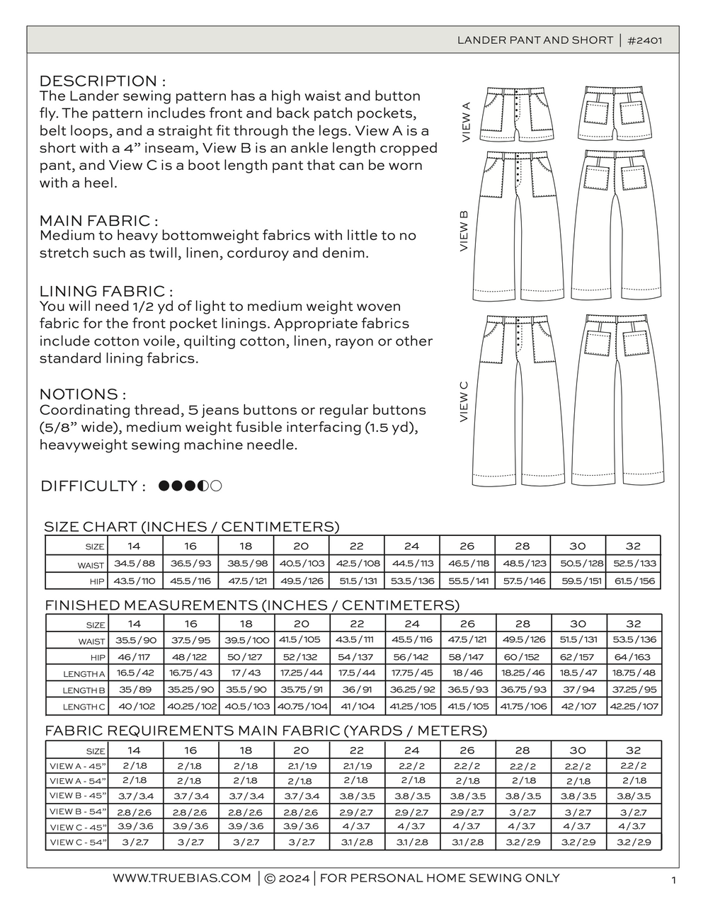 True Bias Lander Pant and Short – The Fold Line