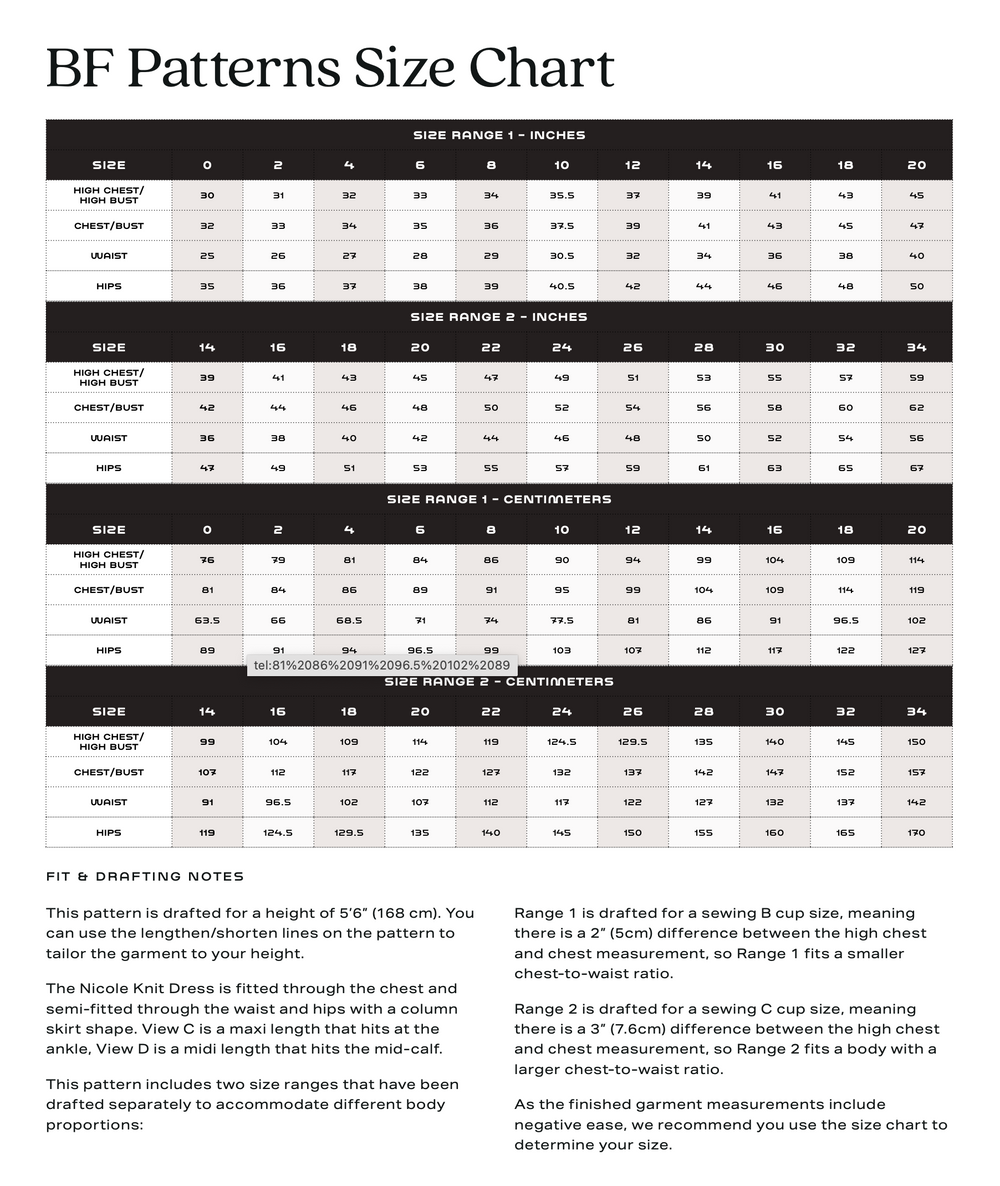 BF Patterns Nicole Knit Top and Dress – The Fold Line