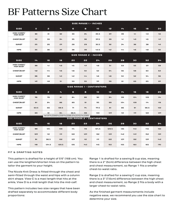 BF Patterns Nicole Knit Top and Dress – The Fold Line