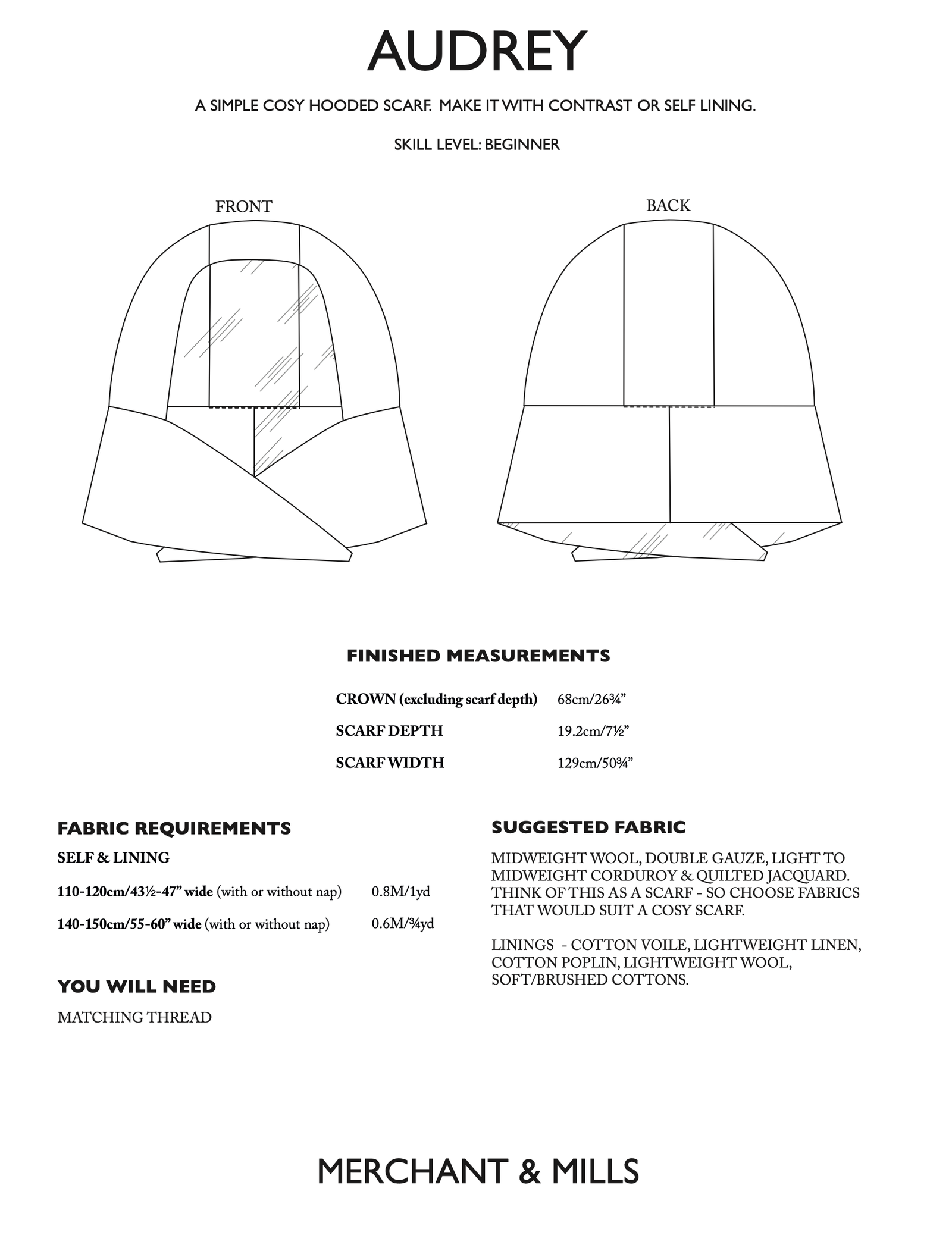 Merchant & Mills Audrey Hooded Scarf – The Fold Line