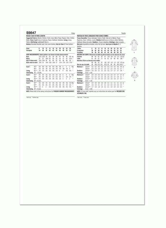 Simplicity Vintage Coats S9847 – The Fold Line