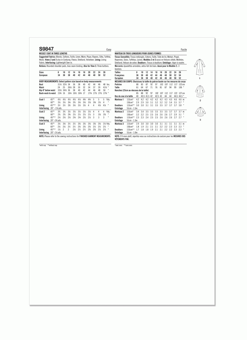 Simplicity Vintage Coats S9847 – The Fold Line