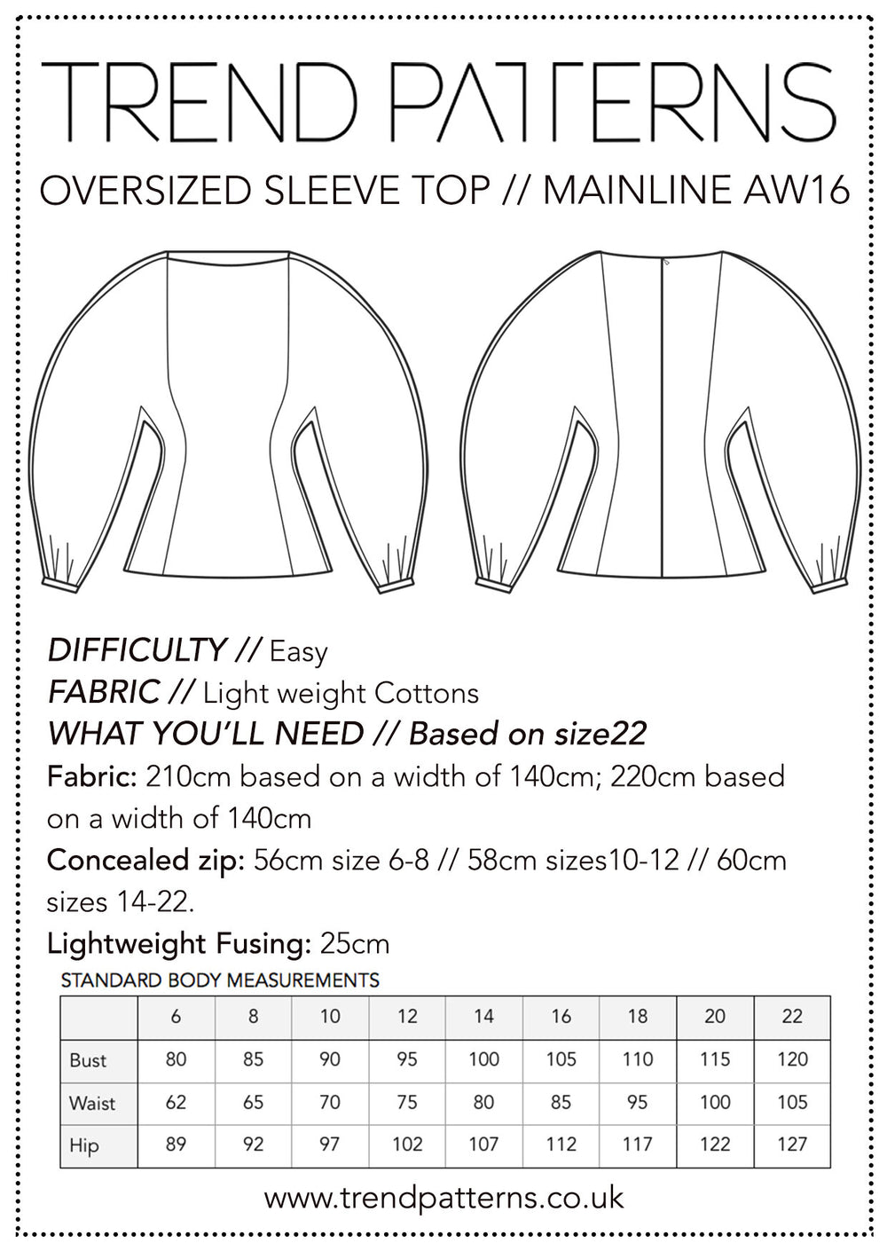 Trend Patterns TPC1 Oversized Sleeve Top – The Fold Line