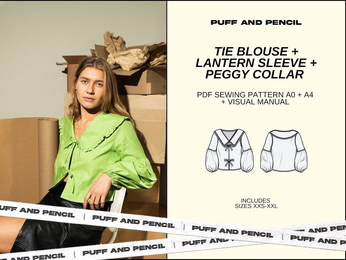 Puff and Pencil Tie Blouse, Lantern Sleeve & Peggy Collar – The Fold Line