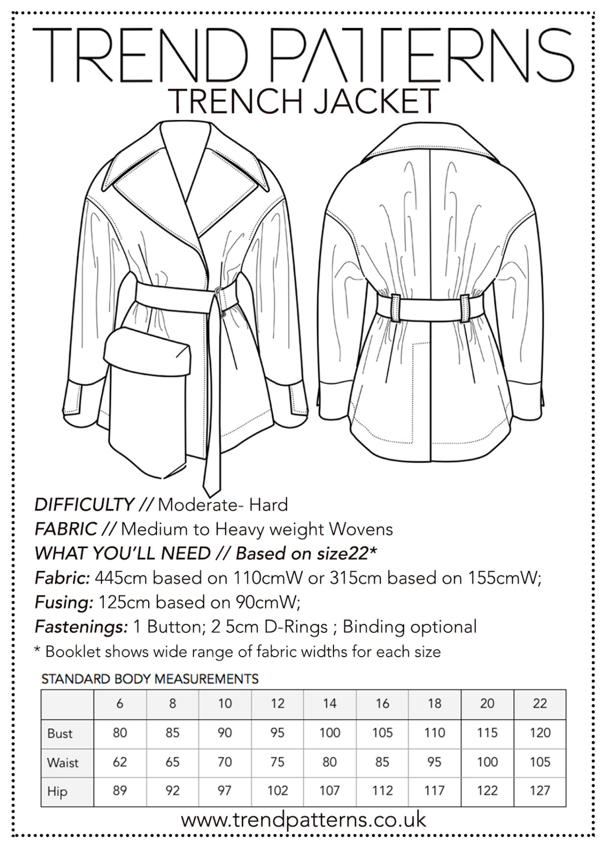 Trend Patterns TPC8 Trench Jacket – The Fold Line