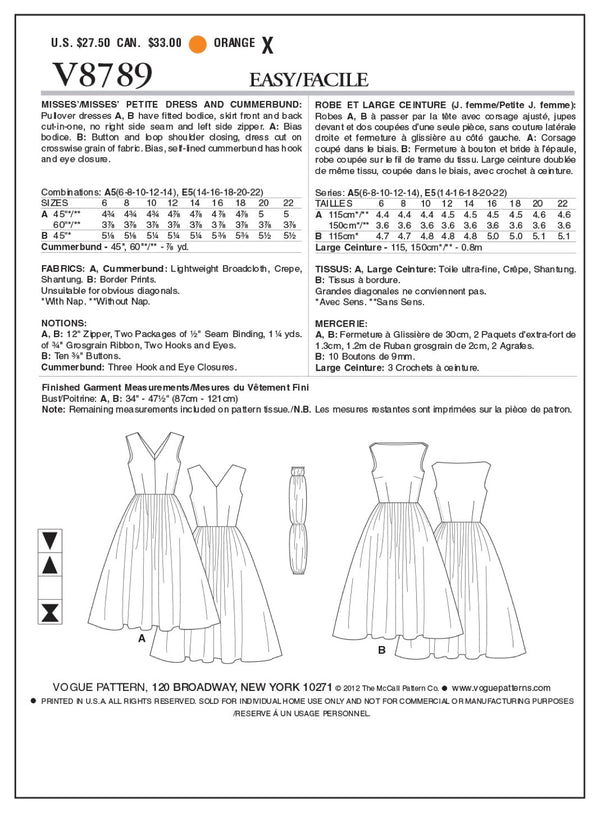 Vogue Vintage Dress V8789 – The Fold Line