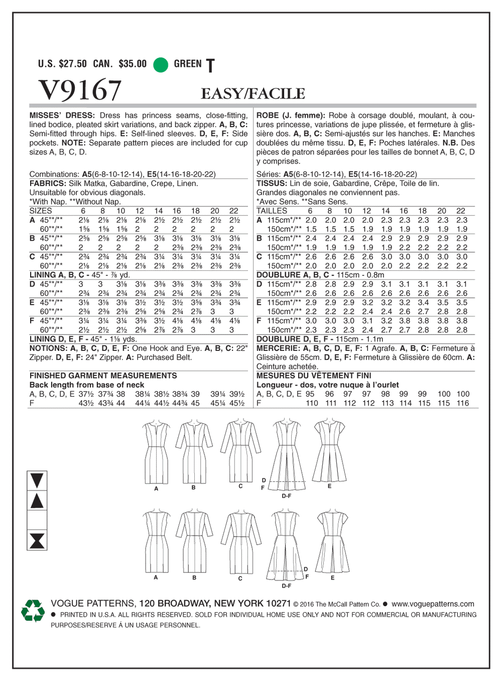 Vogue Dress V9167 – The Fold Line