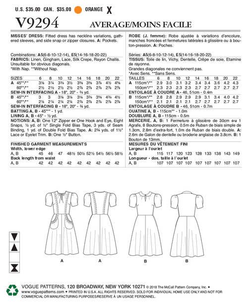 Vogue Vintage Dress V9294 – The Fold Line