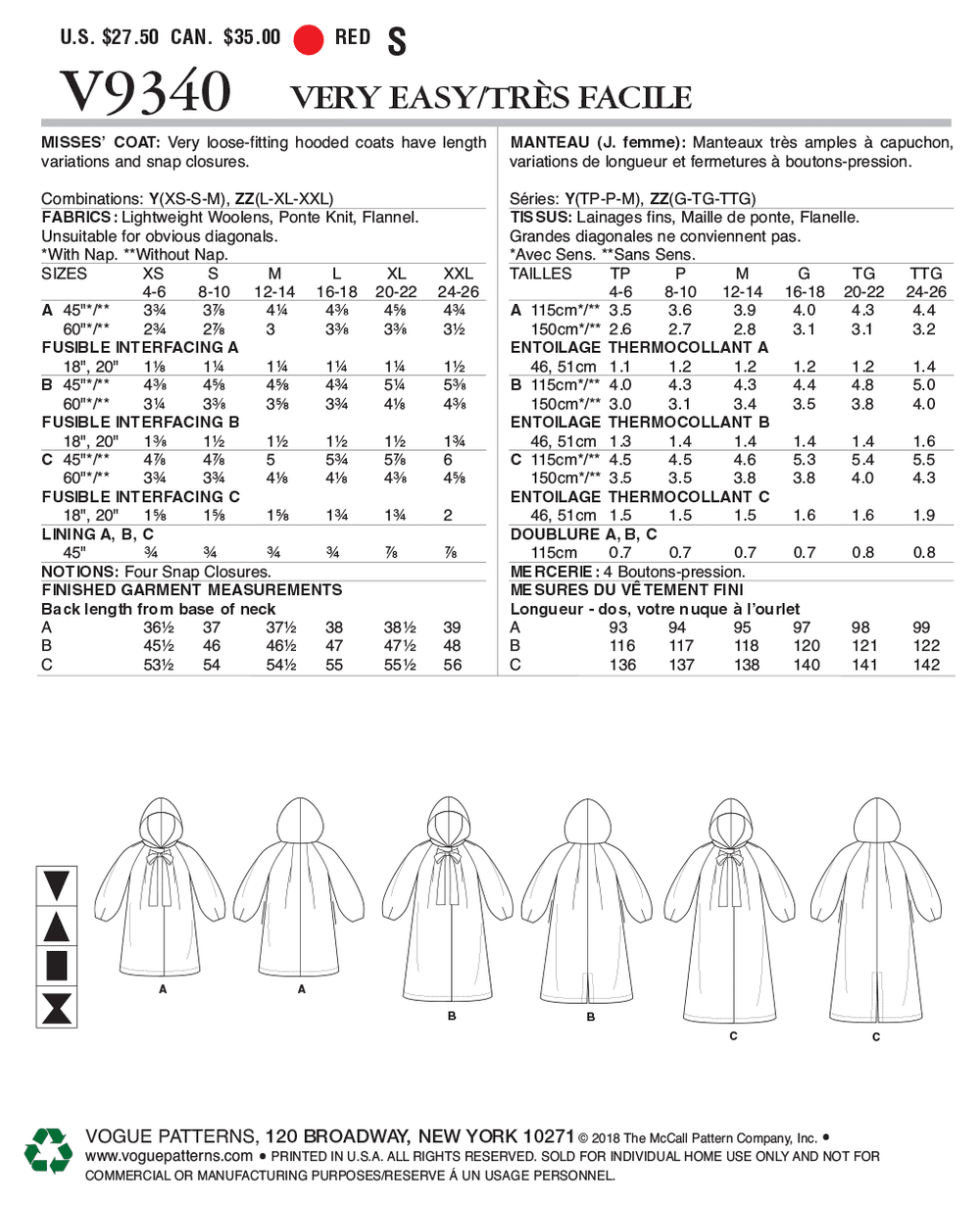 Vogue Coat V9340 – The Fold Line